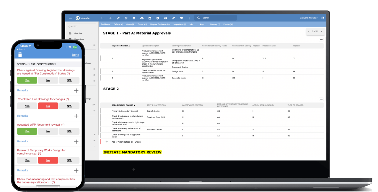 Streamline your inspection and test plans (ITPs) with Novade ITP software