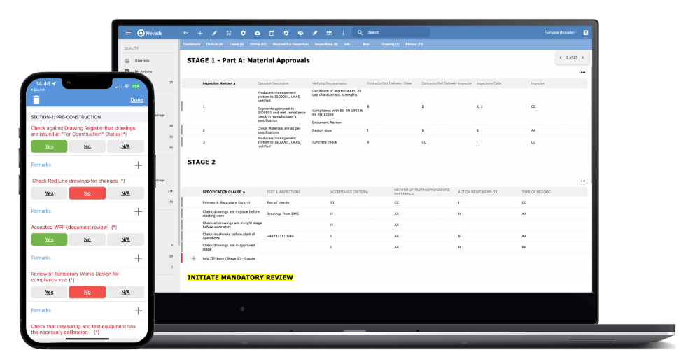 Novade ITP Software for Inspection & Test Plans